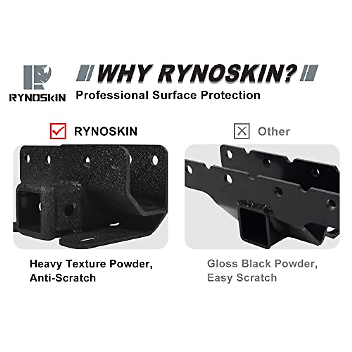 RYNOSKIN Trailer Tow Hitch Receiver Fit 2021-2023 Ford Bronco 2 Door & 4 Door Class 3 Rear Trailer Hitch with 2" Square Receiver Heavy Textured Black