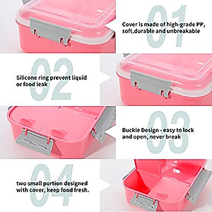 shopwithgreen 3 Pack Lunch Container to Go, 40-oz Bento Box with 3-Compartment, for Sandwich, Fruit, Lunch, Snacks, Pasta, School & Travel - Meal Prep, Food Storage Containers with Lids