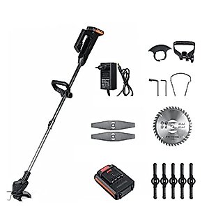 Cordless Lawn Mower 1800W Electric Lawn Mower 42V Cordless Grass Hedge Trimmer Adjustable Handheld Mowing Machine Garden Power Tool with Battery (Color : 1 Battery, Size : Small)