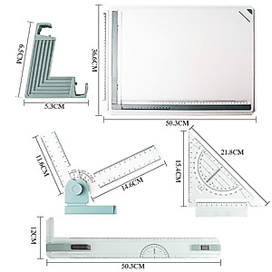JILoffice A3 Drawing Board, Lightweight Multi-Funtion Drafting Table with Adjustable Measuring System Angle