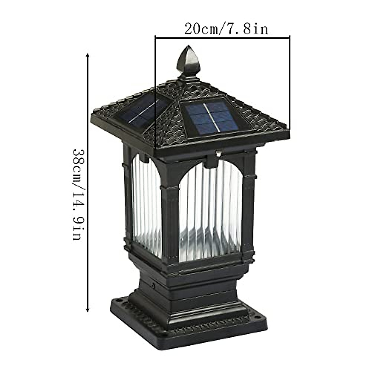 speesy Solar Personality Black Stigma Column Post Light Fixture,Outdoor Waterproof Garden Light Fixture,Die Cast Aluminum Square Lawn Pillar Lamp,Villa Garden Path Column Lamp