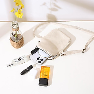 YONBEN Crossbody Bag Small Cell Phone Purse Holder Wallet with Strap for Women Adjustable Shoulder Straps Pure Cotton Canvas with Zipper