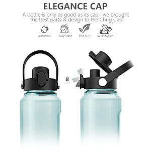 ALIENSX Spout Lid for Wide Mouth Water Bottles, Ideal Chug Cap for Hydro Flask Rambler 12/16/18/32/40/64 oz and Yeti Yonder 20/25/34/50 oz, Replacement Lids with Push Button and Flexible Handle