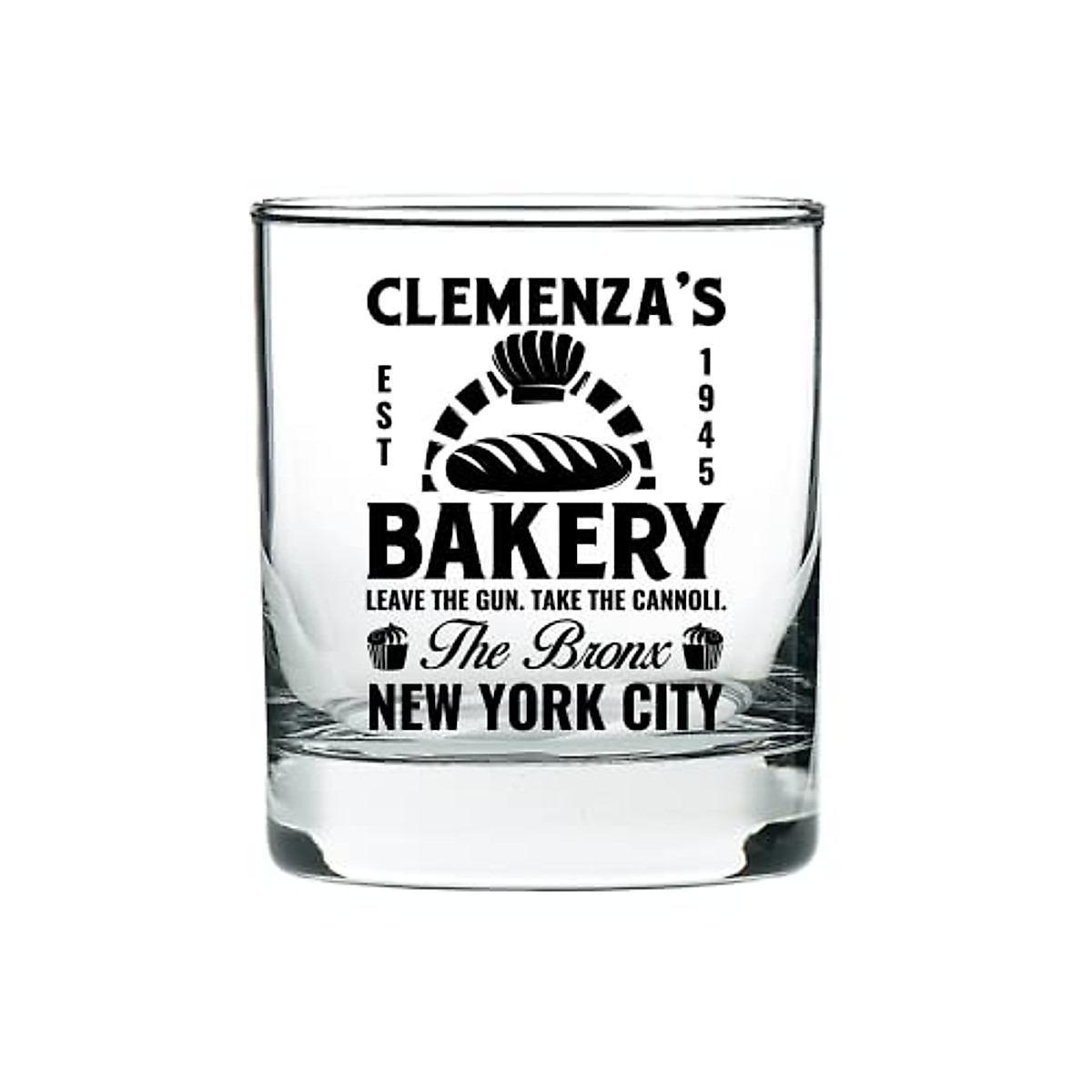 Brindle Southern Farms Leave The Gun Take The Cannoli Godfather Whiskey Glass & Coaster, Engraved Godfather Rocks, Clemenza's Bakery Gift Set for Godfather (Diamond Black Engraved Finish)