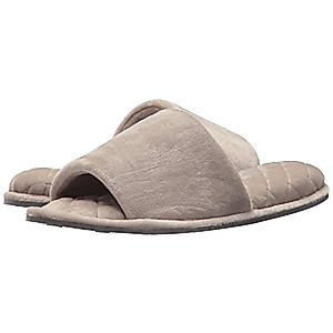 Dearfoams Women's Beatrice Velour Slide Slipper, Pewter, Medium