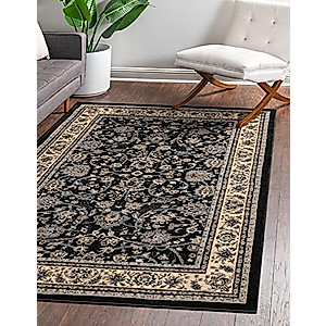 Rugs.com Yasmin Collection Rug – 9' x 12' Black Medium Rug Perfect for Living Rooms, Large Dining Rooms, Open Floorplans