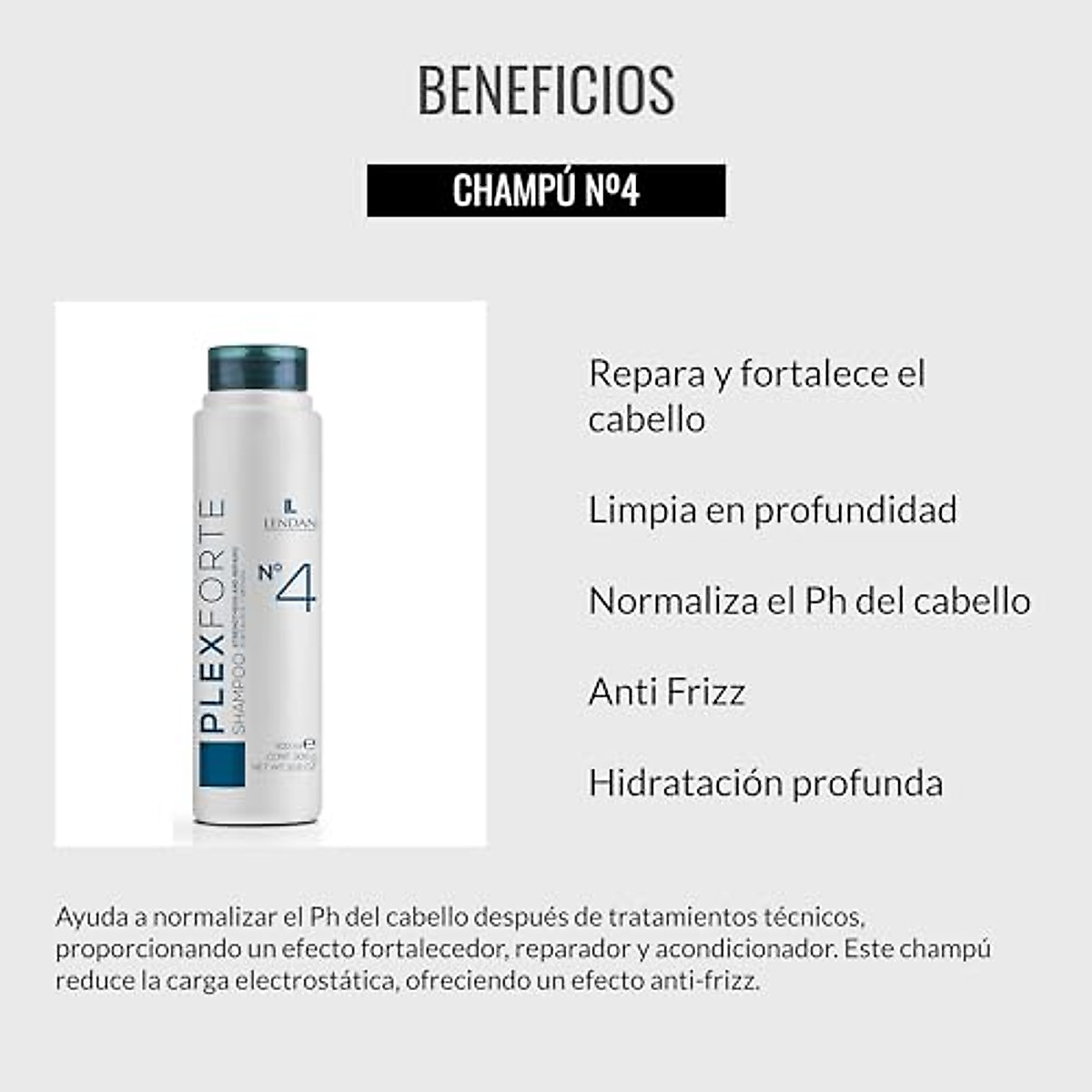 Lendan - Repair Shampoo - Plex Forte Nº4 Shampoo - 300 ml - Repairs and Strengthens Hair - Deep Cleanses - Normalizes Hair pH - Anti-Frizz - Deep Hair Hydration