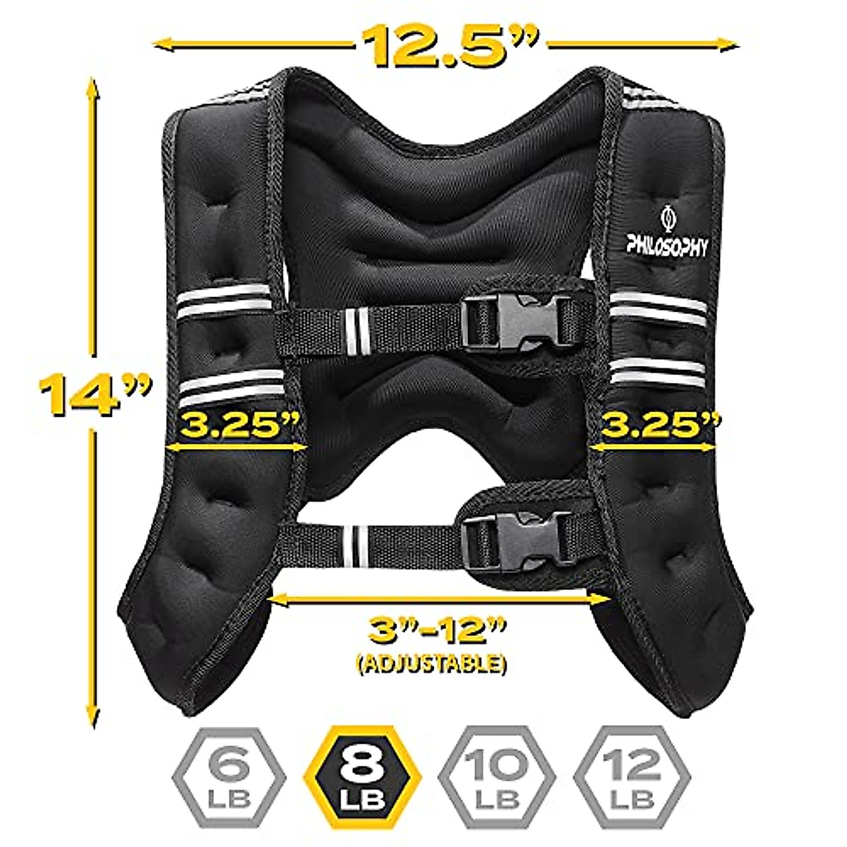 Philosophy Gym Weighted Workout Vest 8 LB, Strength Training Fitness Body Weight Vest