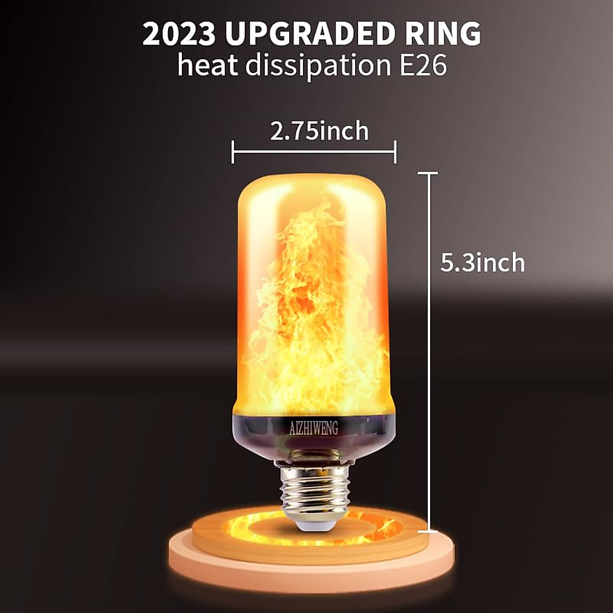 AIZHIWENG Led Flame Light Bulb, 2 Pack, E26 Flickering Light Bulbs with 4 Modes, Energy Efficient, Good Heat Dissipation, Faux Flames, Versatile Use - Flame Light Bulbs with Multi Light Modes