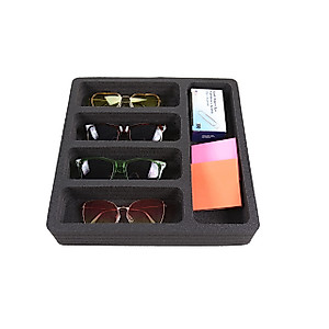 Polar Whale Sunglasses Drawer Organizer Tray Insert for Home Bedroom Bathroom Vanity Dresser Counter Table Waterproof Washable Black Foam 5 Compartment 12 x 12 Inches