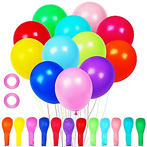Voircoloria 105pcs Colorful Balloons 12inch Rainbow Latex Balloons for Boys Girls Birthday Baby Shower Gender Reveal Wedding Decorations