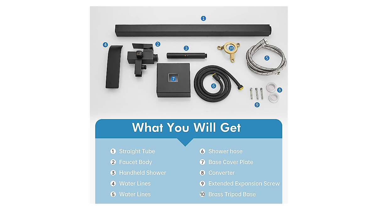 RUMOSE Matte Black Freestanding Tub Filler - High Flow Faucet