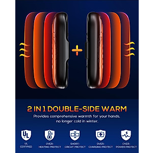 Hand Warmers Rechargeable, 2 Pack 6000mAh Electric Portable Heater, 20 Hrs Long Heating Hot Pockets Hand Warmer, Hunting Gear, Gifts for Women, Men, Raynauds, Camping, Golf, Outdoors (Black Pro)