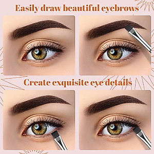 Nuogo 12 Pieces Flat Eyeliner Eyebrow Concealer Brush Flat Definer Eyebrow Brush Firm Stiff Thin Synthetic Bristle Concealer Brush Eyeliner Brush Applicator with Gel Powder Cream Cake Makeup for