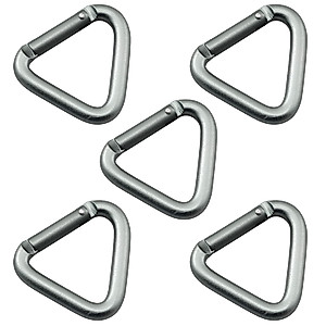 Lind Kitchen 5PCS 54mm Triangle Brushed Aluminum Alloy Keychain Kettle Buckle Triangle Outdoor Camping Hiking Keychain Snap Clip Hook, Gun Black