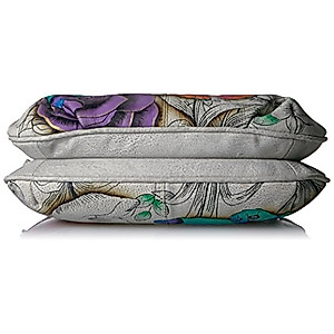 Anna by Anuschka Women's Genuine Leather Small Multi-Compartment Cross Body | Zip-Top Organizer with Outside Pockets | Floral Paradise