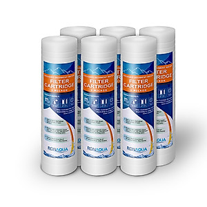 Grooved Sediment Water Filter Cartridge by Ronaqua 10"x 2.5", Four Layers of Filtration, Removes Sand, Dirt, Silt, Rust, made from Polypropylene (6 Pack, 1 Micron)