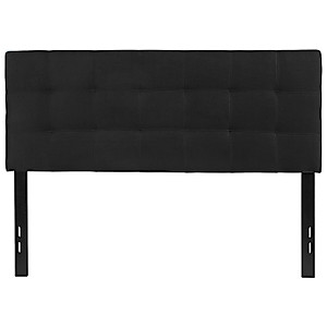 EMMA + OLIVER Quilted Tufted Upholstered Full Size Headboard in Beige Fabric