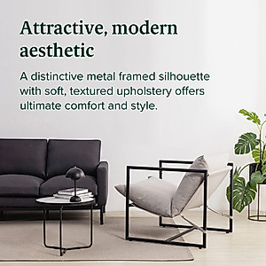 Zinus Aidan Sling Accent Chair/Metal Framed Armchair with Shredded Foam Cushioning, Oatmeal & Aidan Sling Accent Chair/Metal Framed Armchair with Shredded Foam Cushioning, Black