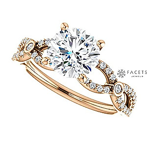 FACETS JEWELS 2.35 TCW Colorless Round Cut Moissanite Diamond Side Stone Engagement And Wedding Ring For Woman Valentine Gift