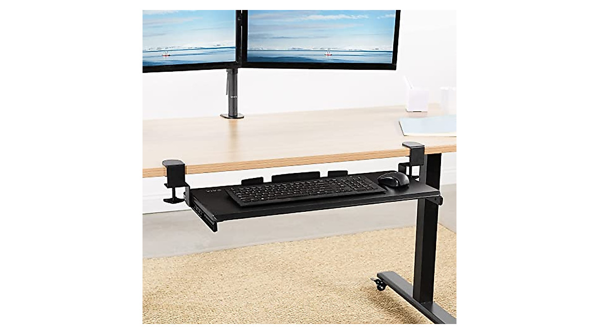 VIVO Large Under Desk Keyboard Tray - Pull Out Clamp Mount