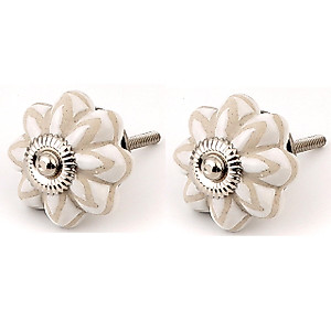 Set of 12 Ceramic Knobs Decorative Knobs for Home Kitchen Cabinet Cupboard Door Dresser Wardrobe Pulls Cabinet Knobs Ceramic Drawer Pull Kitchen Cupboard Pull Door Handle - White Silver