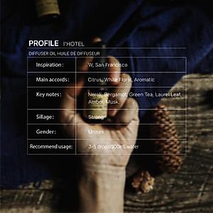 l'Hotel Diffuser Oil, White Floral Citrus Scent, Lifestyle Blend Neroli, Green Tea, Laurel Leaf, Musk Essential Oils Blend for Ultrasonic Diffuser