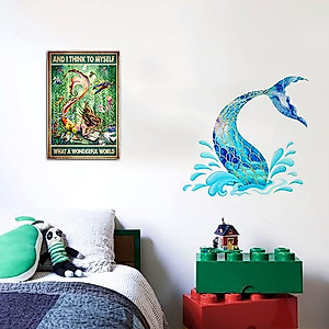 And I Think To Myself Sign - Positive Motivational Encouragement Gifts for Women Teens - Inspirational Quote Wall Art - Mermaid Wall Decor (100)