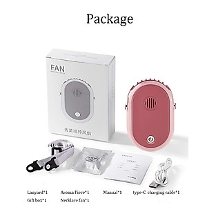 Portable Hanging Neck Fan Wearable Personal Fan Battery Operated USB Rechargeable 3 Speed Mini Handheld Air Conditioning Cooling Refrigeration Necklace Fan for Women Eyelash Camping Outdoor (pink)