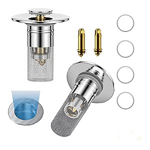 Yzikema 2Pcs Universal Bathroom Sink Stopper Replacement for 1.06-1.35 Inch, Pop Up Sink Drain Filter,with Removable Stainless Bathtub Stopper for US Bathroom Kitchen
