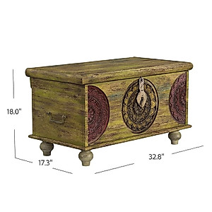 Beaumont Lane Rustic Mango Wood Trunk Coffee Table in Oak Brown