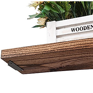 IKJZIZP Rustic Floating Shelves for Wall Decor Wood Wall Shelves for Bedroom Living Room Set of 5 Carbonized Black