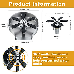 Icelily Glass Rinser for Kitchen Sink, Bottle Washer, Bar Glass Washer, Cup Cleaner Rinser, Faucet Glass Rinser, Kitchen Sink Accessories, Stainless Steel Brushed Nickel