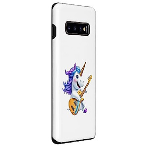 Galaxy S10+ Cool unicorn rocking with electric guitar cute rock music Case