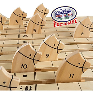 Matty's Toy Stop Deluxe Wooden Horse Racing Derby Game with Dice, Playing Cards & Chips