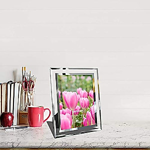 Amazon Brand – Pinzon 5x7 Mirror Glass Photo Frame For photo Size 7x5, Glass Picture Frames for Desk Display (Set of 2)