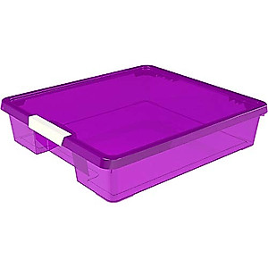 Storex Stackable Craft Box Storage Bin, 3" x 14" x 14", Assorted Bright, 5 per Carton