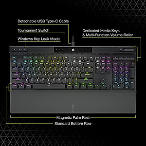 Corsair K70 RGB PRO Mechanical Gaming Keyboard - Cherry MX Brown Keyswitches - 8,000Hz Hyper-Polling - Durable PBT Double-Shot Keycaps - Magnetic Soft-Touch Palm Rest - Black (QWERTY - NA Layout)