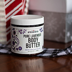 Lavender Body Butter with Shea Butter, Jojoba Oil & Lavender Essential Oil - Natural Lotion for Women, Non-Greasy Moisturizer for Dry Skin, Whipped Body Cream with Lavender Oil for Skin
