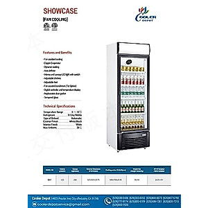 Commercial Refrigerator Glass 1-Door Merchandiser Display Cooler Case Fridge NSF, 25 inches width, capacity 15.1 cuft 110V, Restaurant Kitchen Cafe LG430