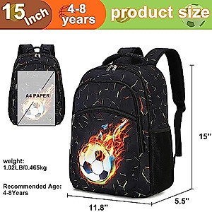LOIDOU Kids Backpack Boys Soccer Kindergarten Preschool Backpacks Toddler Bookbag 16 Inch School Backpacks for Kids 3-8