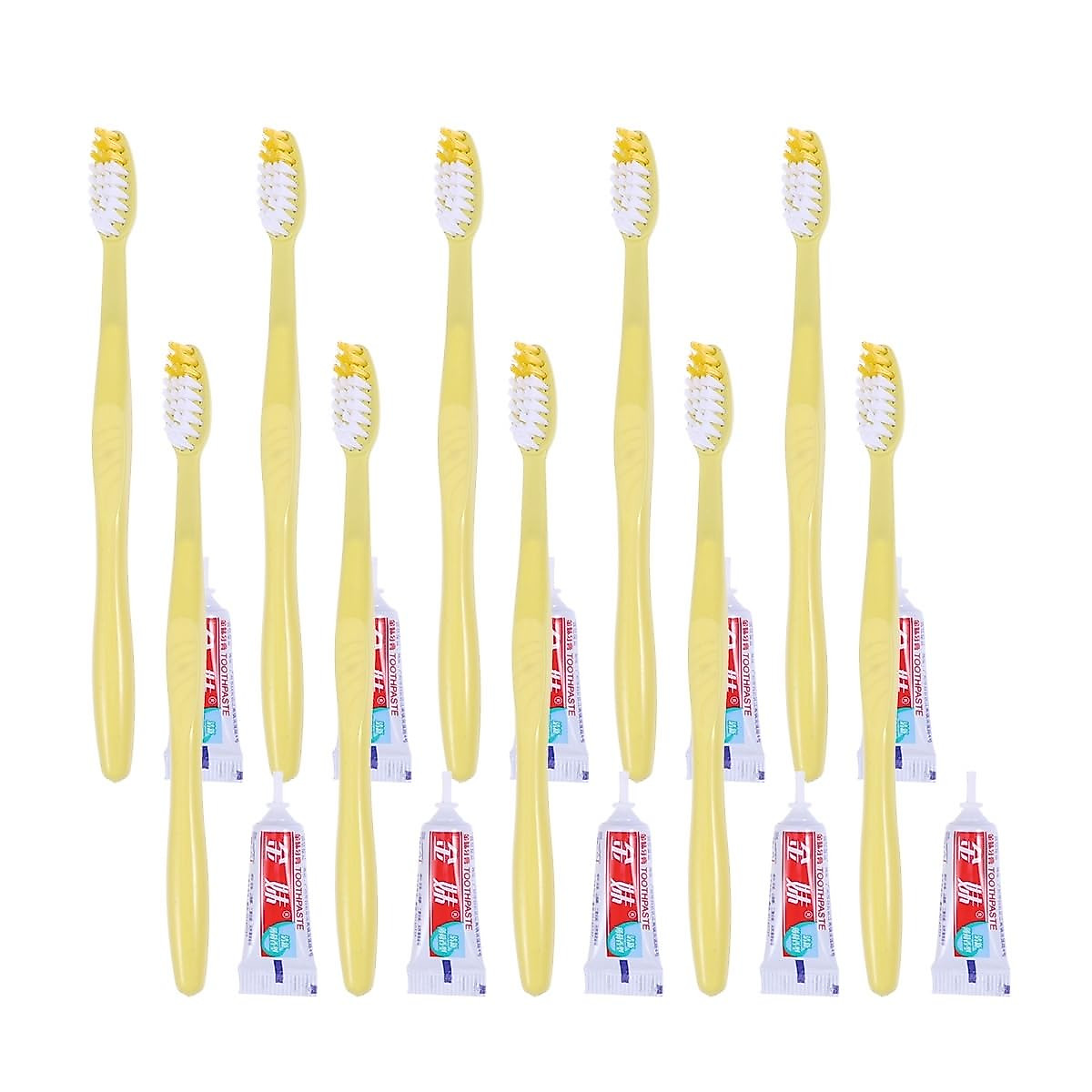 Beaupretty 10pcs Disposable Toothbrushes Toothpaste Individually Wrapped Travel Toothbrush Kit Soft Bristles Mixed Colors Hotel Guest Camping Adults Kids