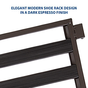 Seville Classics Sturdy Freestanding Storage Shelf for Bedroom, Closet, Entryway, Dorm Room Organizer Stackable Durable Metal Shoe Rack Espresso Slat, 3-Tier (NEW MODEL)