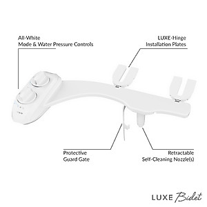 LUXE Bidet NEO Plus 120 White, Toilet Seat Bumpers, and Shut-off T-Adapter Bundle