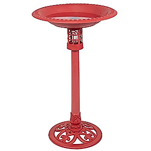 Sun-Ray 811011 Solar Lighted Bird Bath, Red