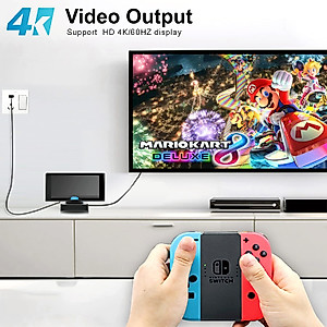 Kkf Switch Dock, 4K HDMI Nintendo Switch Docking Station for TV/Switch OLED，Portable Nintendo Switch TV Adapter Charging Dock with USB 3.0 2.0- Requires More Than 35W Charging No Cables (Black -1)