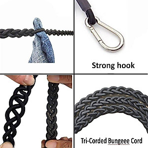 Braided Elastic Cord Travel Clothesline Travel Bungee Cord Laundry Clothesline (with 2 Strong Suction Cups) - Secures to Wall or Tile with Extra Large Suction Cups | Secures to Tree or on a Pole