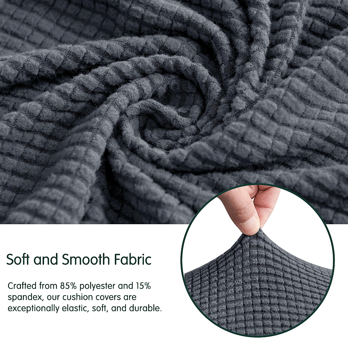 CHUN YI Stretch Loveseat Couch Cushion Cover Suitable for 2 Settee, Sofa Seat Slipcover with Spandex Jacquard Fabric(Medium,Grey)