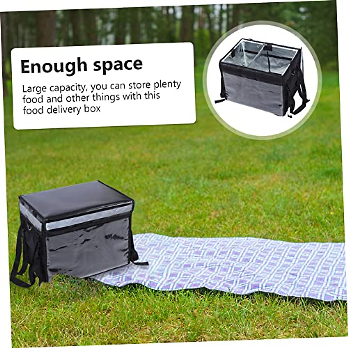 MUSISALY 1pc Box Takeaway Box Backpack Coolers Insulated Casserole Carrier Pizza Container Large Insulated Lunch Takeaway Container Large Container Tote Lunch Aluminum Black