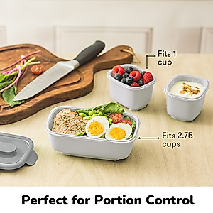 Connecting Bento Box Food Storage Containers | OmieBox OmieGo | Snack Container, Meal Prep, Leak Proof Airtight Food Storage, Adult Lunch Box